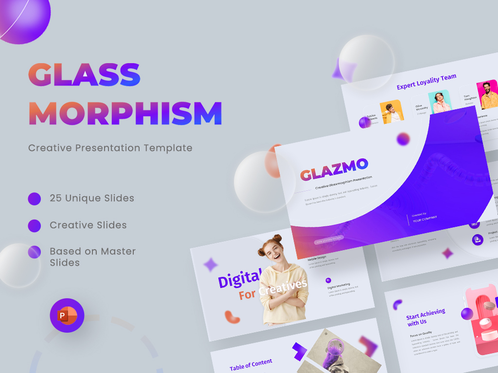 Glazmo Creative Glass Morphism Powerpoint Template