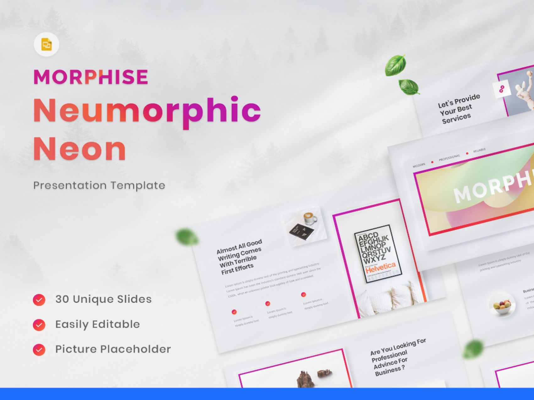 Morphise | neon google slide template | Maatix
