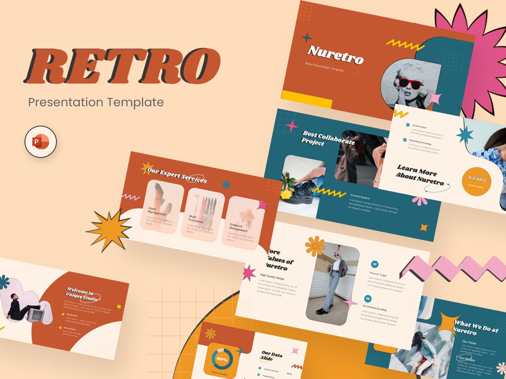 Nuretro - retro PowerPoint template | Maatix