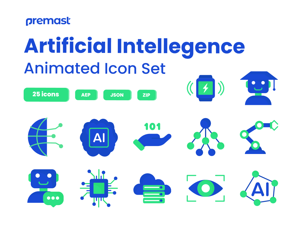 Animated Artificial Intelligence Icon Set | Maatix